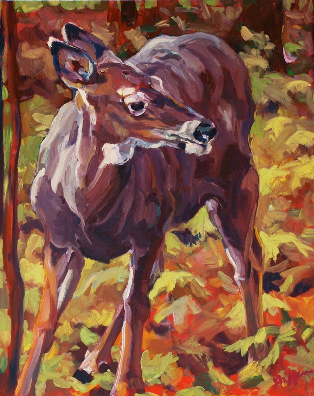 Colorful Contemporary Animal Art,Wildlife Deer Painting, "Opening Day ...