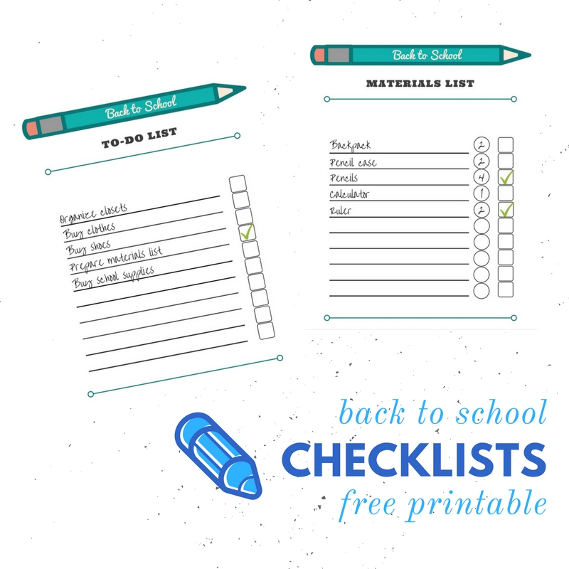 Back to School Checklists - free printable |Keeping it Real
