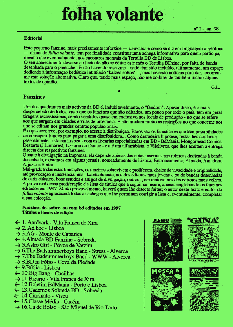 Sítio dos Fanzines de Banda Desenhada: Folha Volante