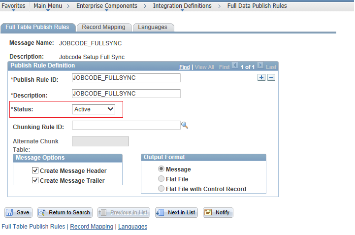 PeopleSoft: PeopleSoft : Job Code Full Sync Process (Integration Broker)