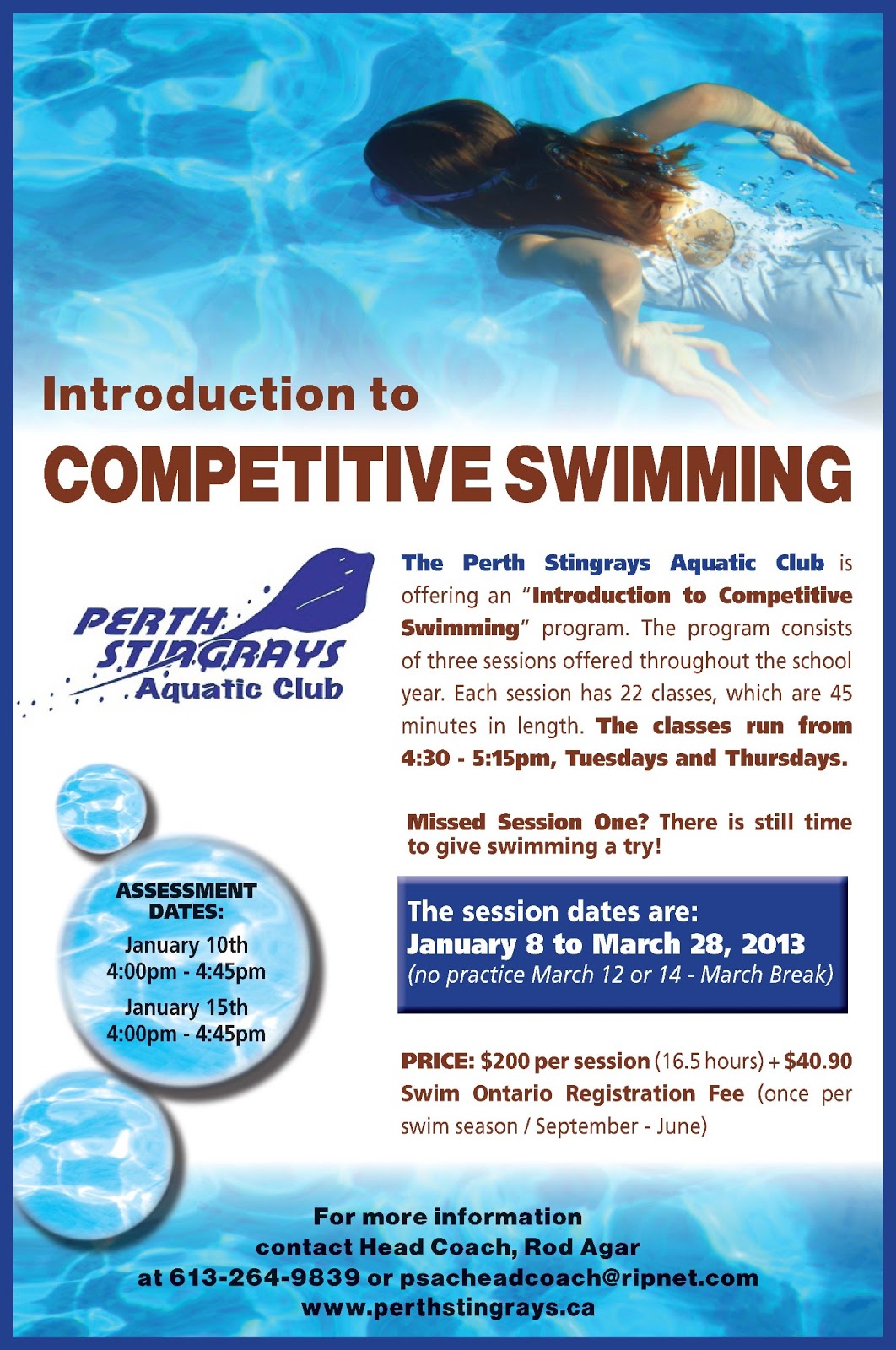 Perth Stingrays Aquatic Club: Introduction to Swimming - New Session ...