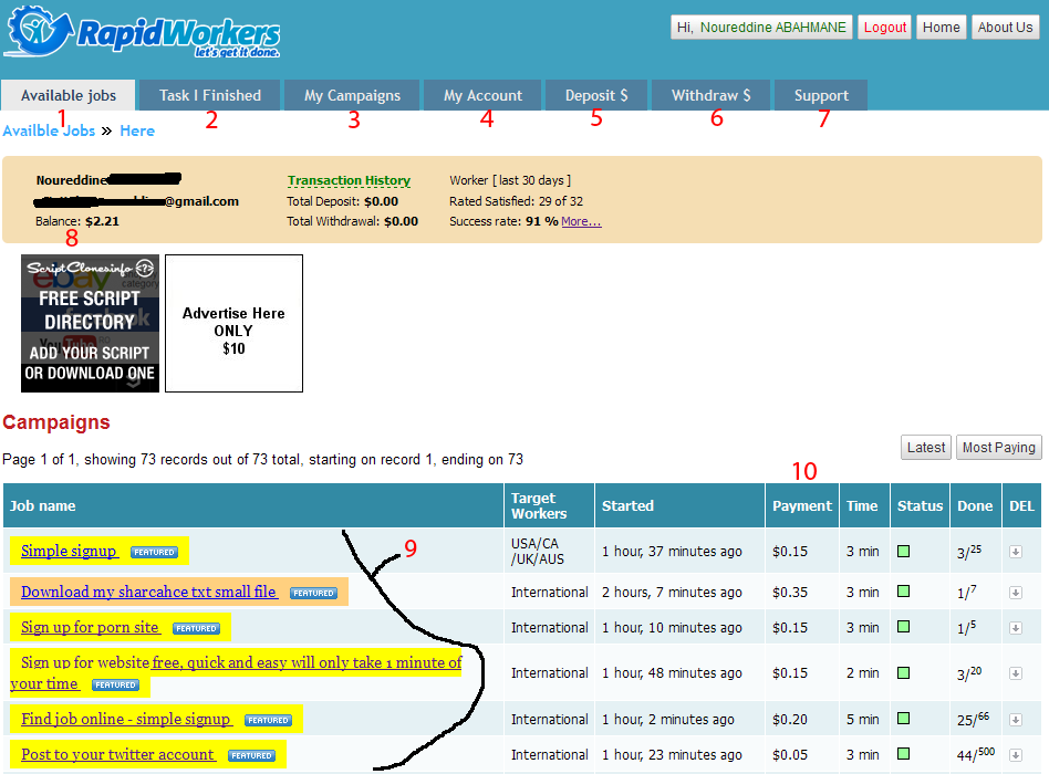 khedima: شرح التسجيل والعمل في موقع rapidworkers