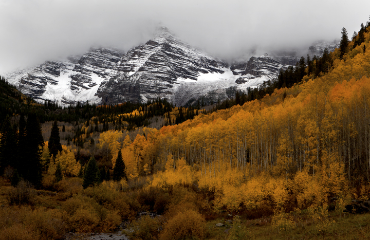 Ken Papaleo: X Marks the Shot: Maroon Bells, Aspen Colorado, Fall Colors.