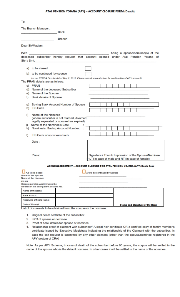 Atal Pension Yojana APY Processing Of Premature Exit Request And atal-pension-yojana-apy-processing-of-premature-exit-request-and