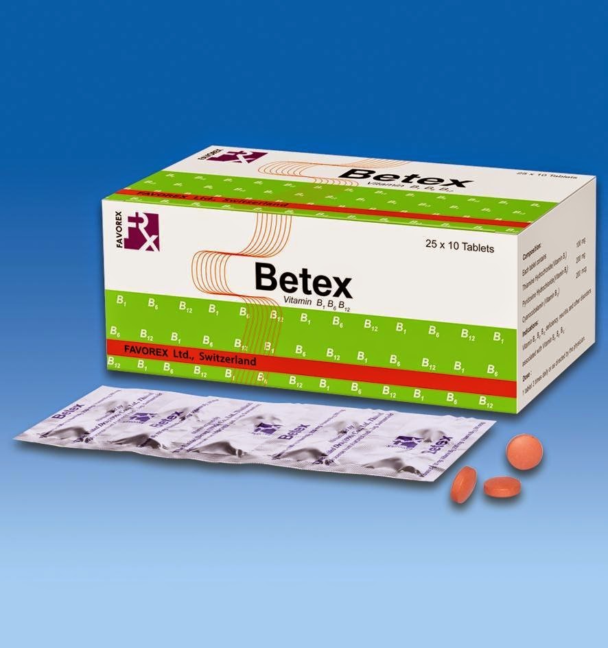 ေဆးဝါးကမာၻ ဘေလာ့ခ္: Betex(Vitamin B1,B6,B12) အာရံုေၾကာအားေဆး