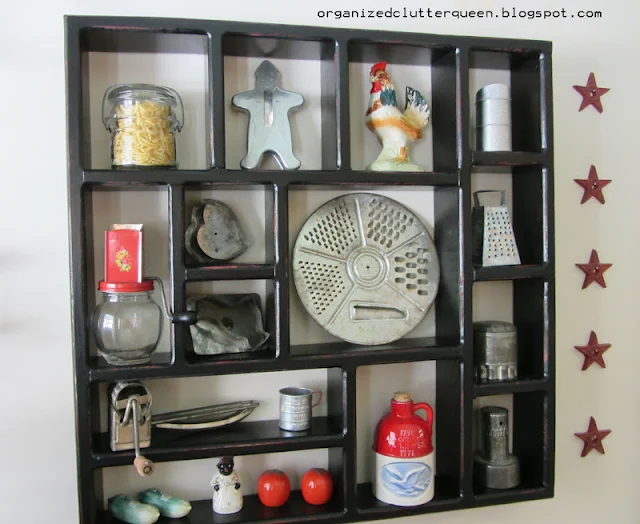 Red Kitchen Shadow Box Painted Black - Organized Clutter
