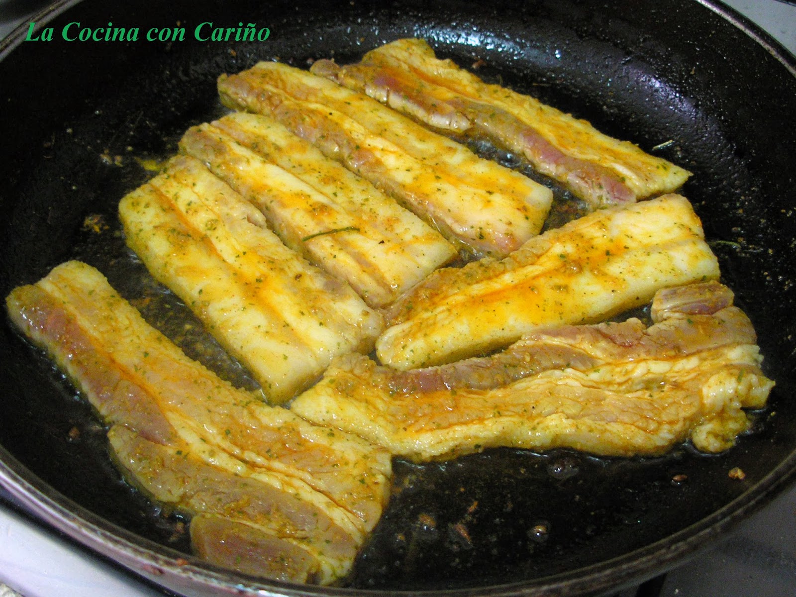 PANCETA EN ADOBO CON PISTO DE CALABACÍN