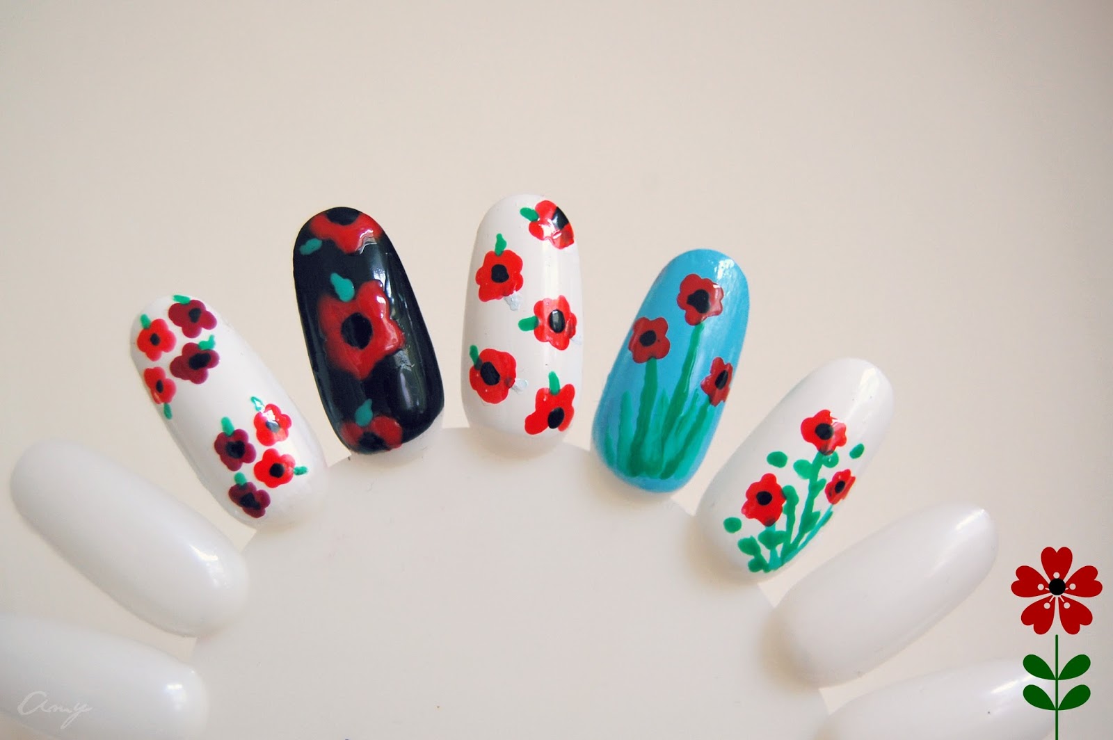Poppy Day Nails - The July Rose
