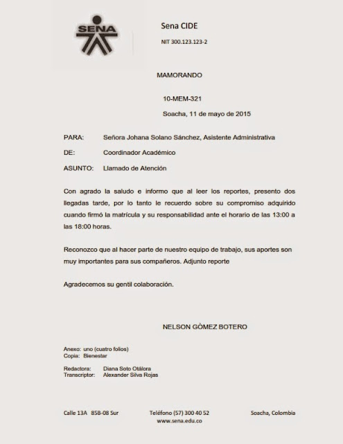 ASISTENCIA ADMINISTRATIVA: Carta, memorando y excusa