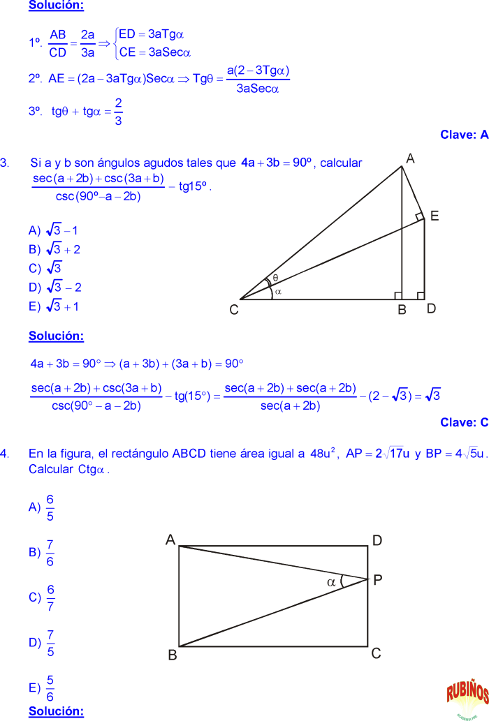 PROPIEDADES COMPLEMENTARIAS Y RECIPROCAS DE LA RAZONES TRIGONOMÉTRICAS ...