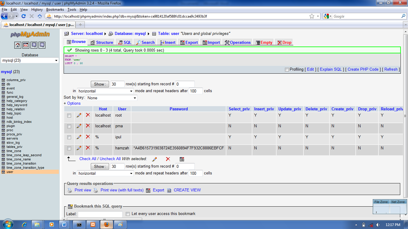 TERSERAH.com: Membuat Grant Dan Revoke Pada DataBase MySql