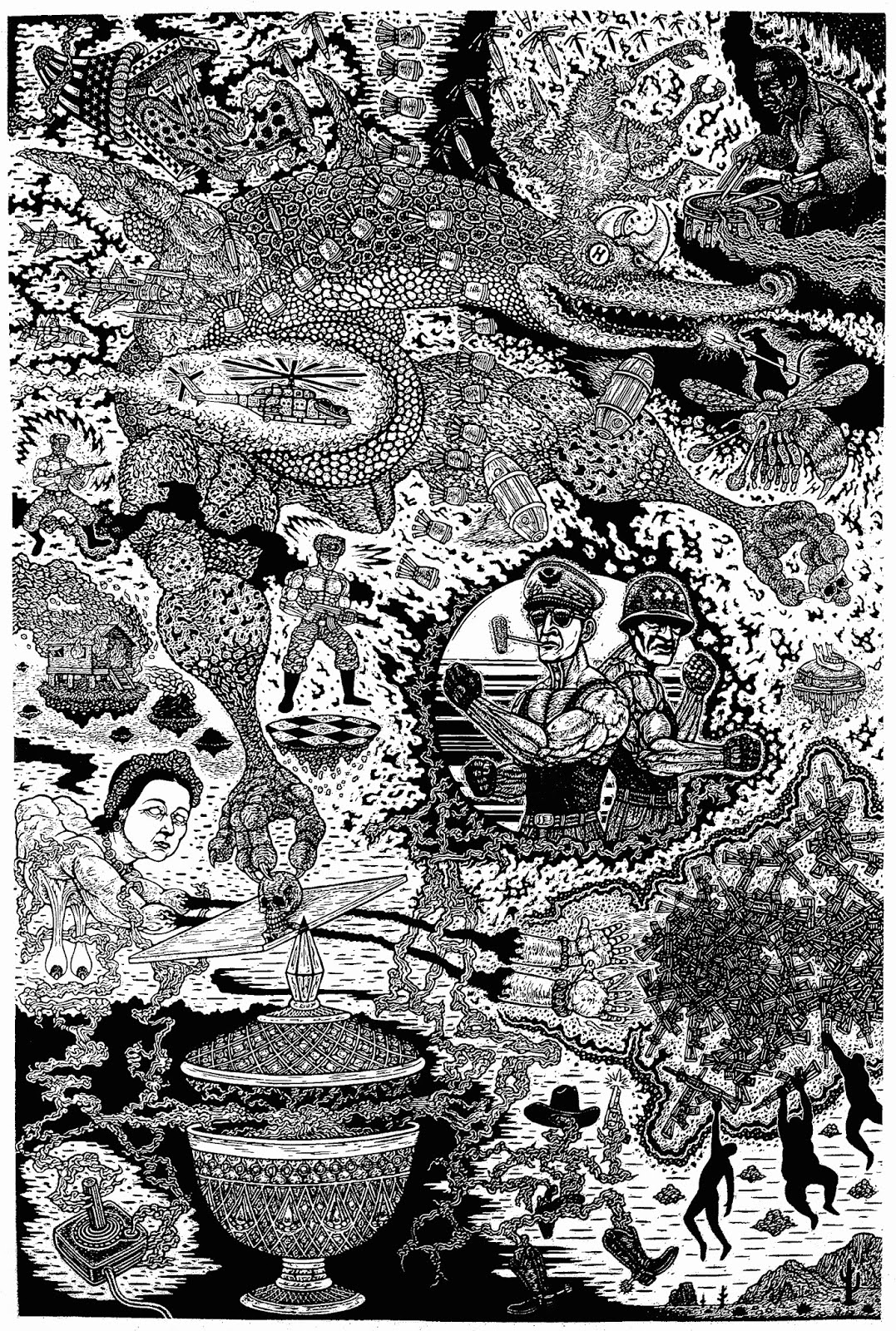 JESSE SHAW: "American Ghosts II" linocut print, 36" x 24." This is the ...