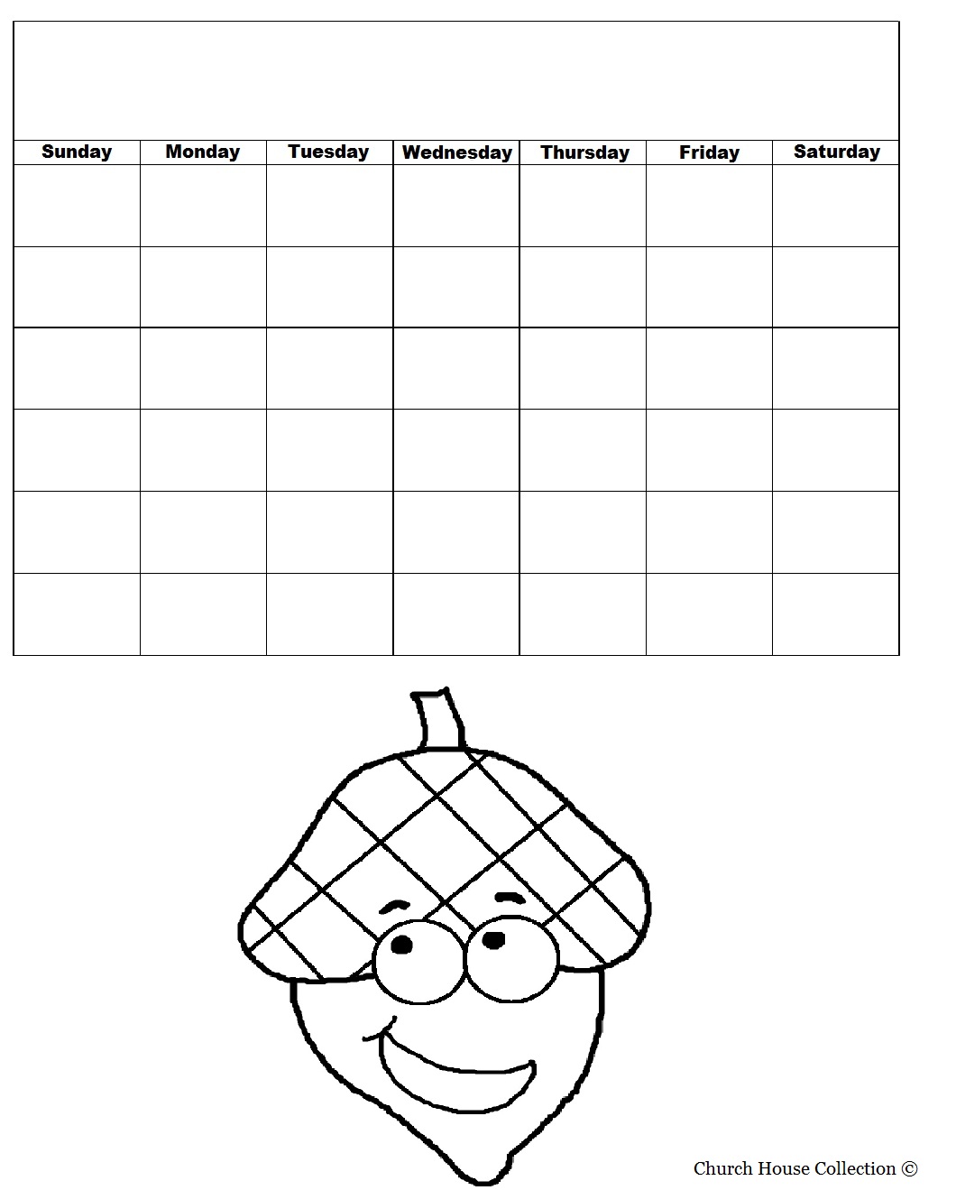 Church House Collection Blog: Acorn Calendar- Printable Calendars For Kids