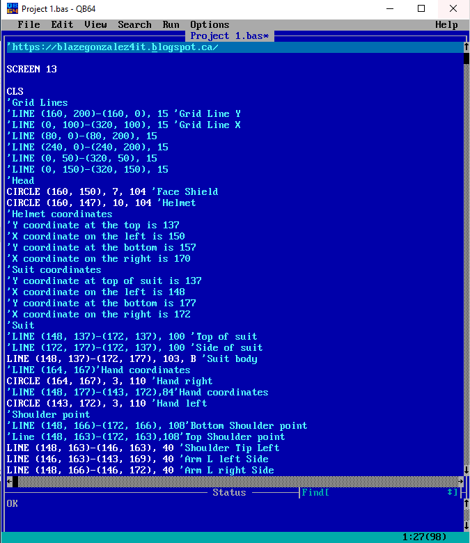 Blaze Gonzalez IT 2017-18: QB64 Basic