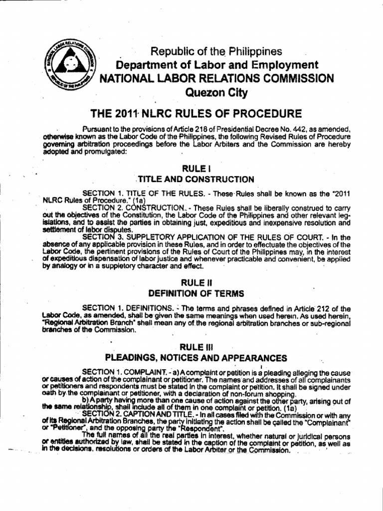 nlrc rules of procedure - philippin news collections