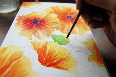 Painting in Trees: Orange Flowers Tutorial Part 2: Stems and Leaves