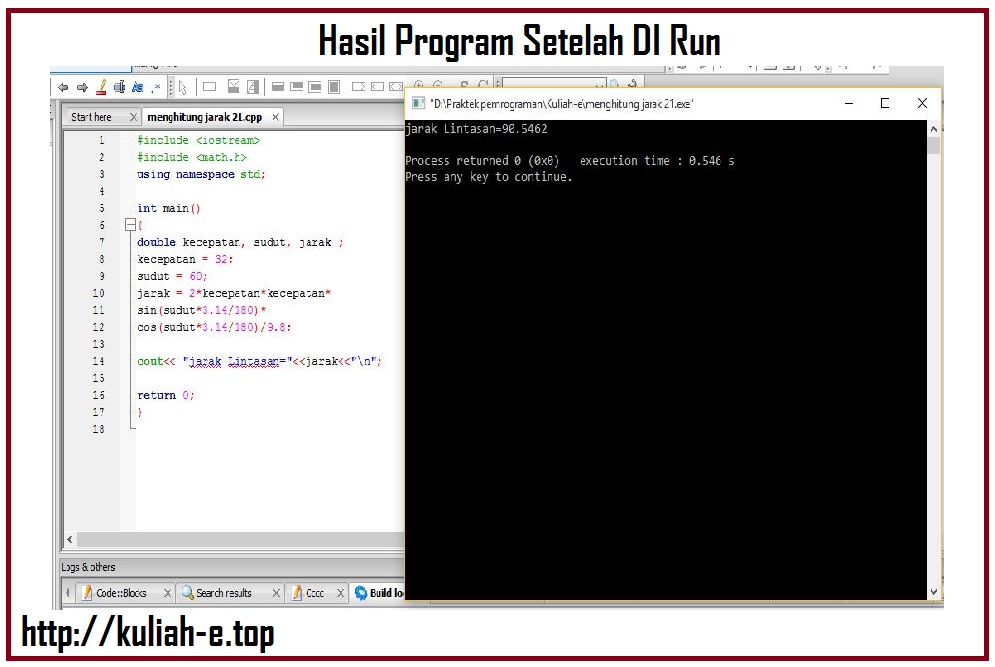 Contoh Program Bahasa C/C++ Menghitung "Jarak Suatu Lintasan" - Sekolah ...