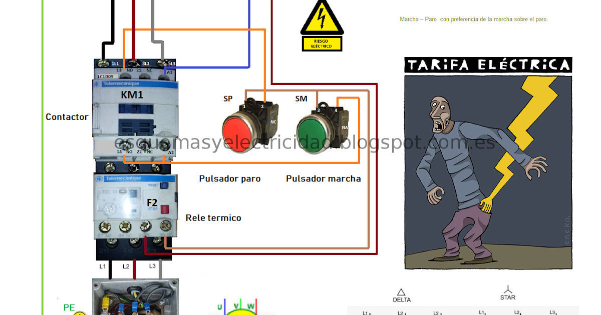 Esquemas eléctricos: Marcha y paro con preferencia de la marcha sobre ...