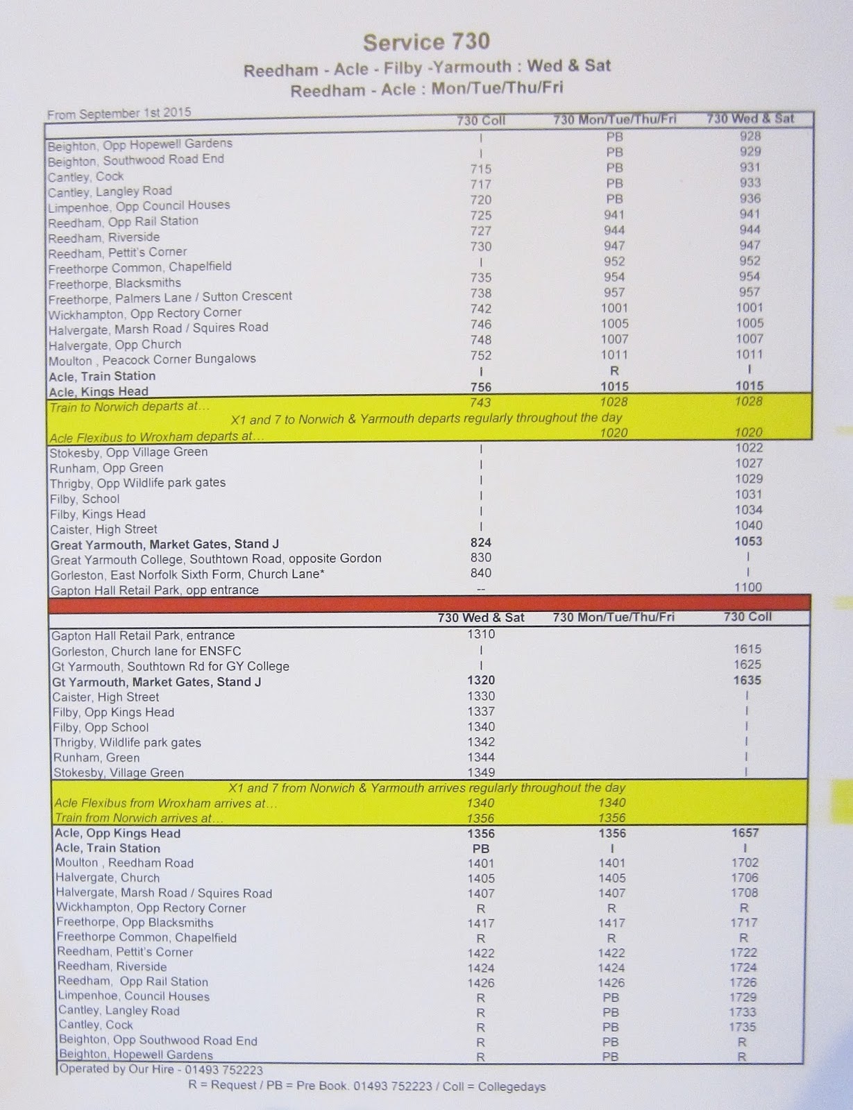 East Norfolk (& East Suffolk) Bus Blog: Service 730
