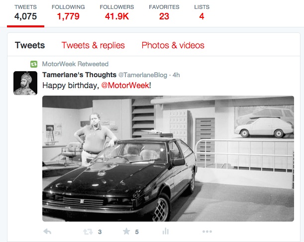 Tamerlane's Thoughts: Motorweek celebrates 35 years