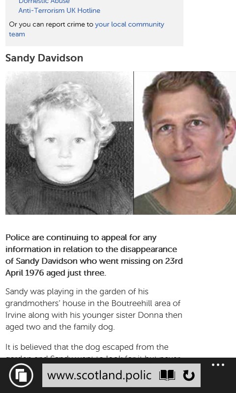 Ramblings of a Frustrated Crime Writer: Little Boy Lost - Scotland's ...