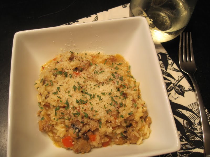 Mrs. Schwartz's Kitchen: Sausage, Mushroom and Red Pepper Risotto