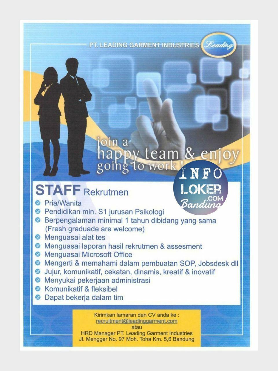 Lowongan Kerja PT. Leading Garment Industries Bandung Januari 2018 ...