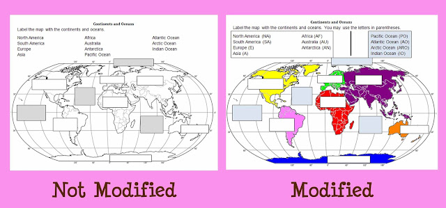 4th Grade For Sure Freebies: Continents and Ocean Tests