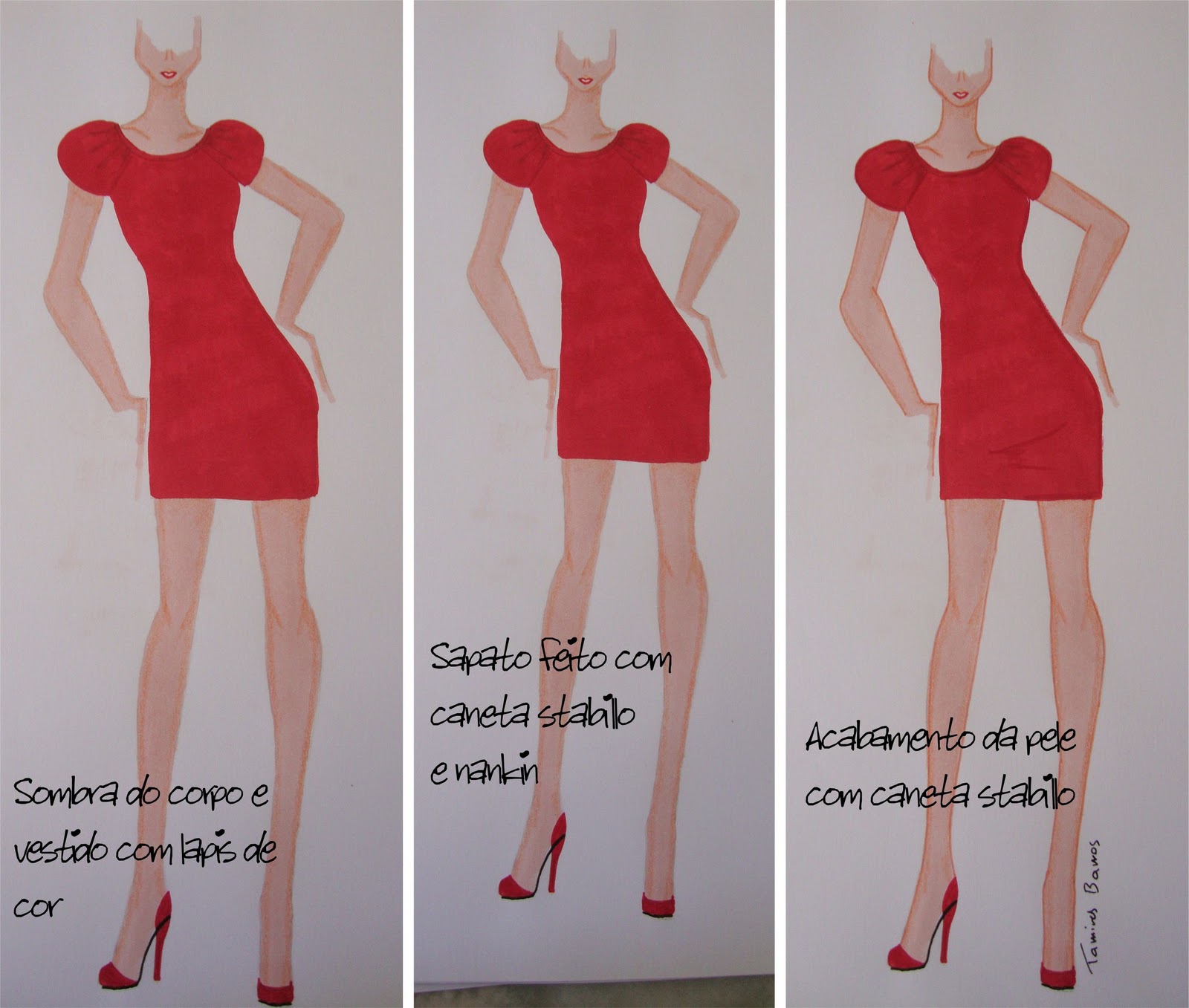 t.couture por Tamires Barros: Colorindo croqui