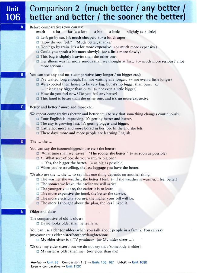 106. Comparison 2 (much better/any better/better and better / the ...