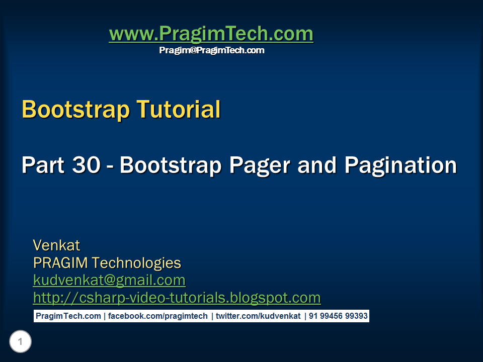 Sql server, .net and c# video tutorial: Bootstrap pager and pagination Sql server, .net and c# video tutorial: Bootstrap pager and pagination
