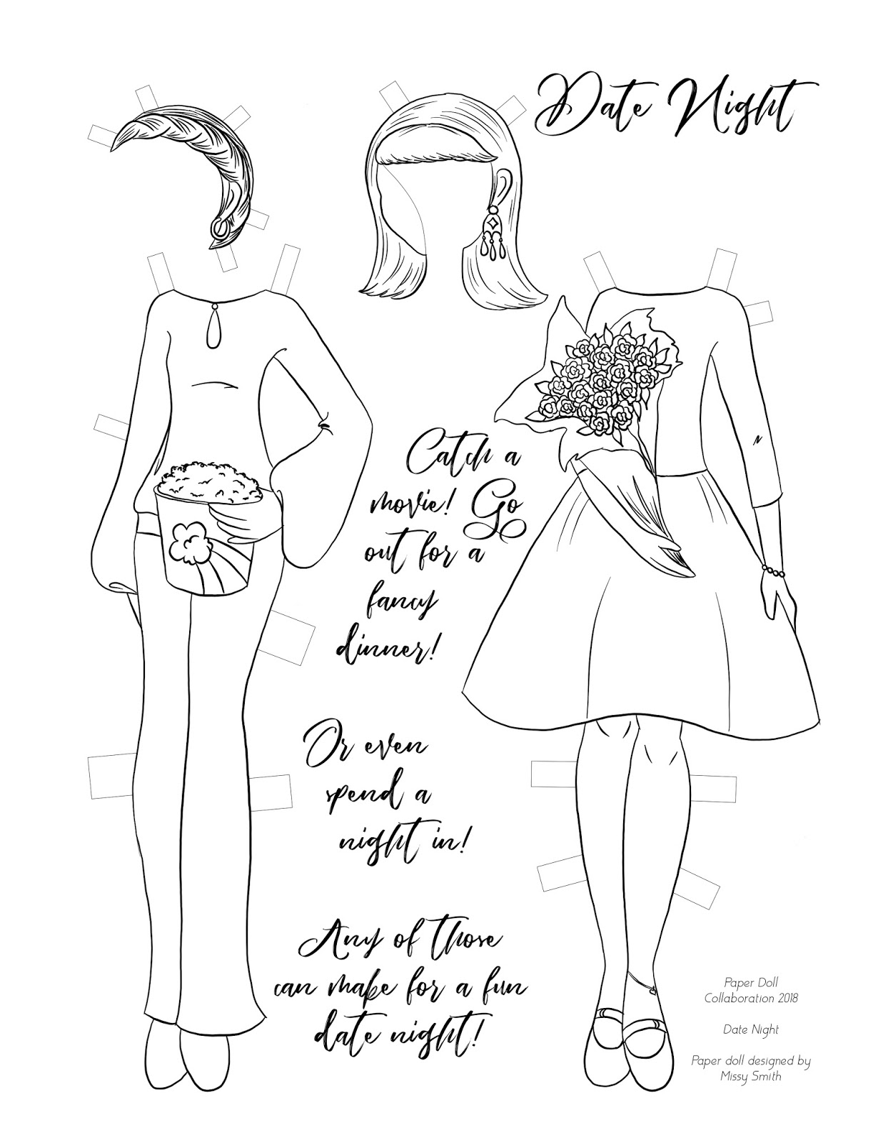 Paper Doll School: Paper Doll Collaboration 2018 - Date Night