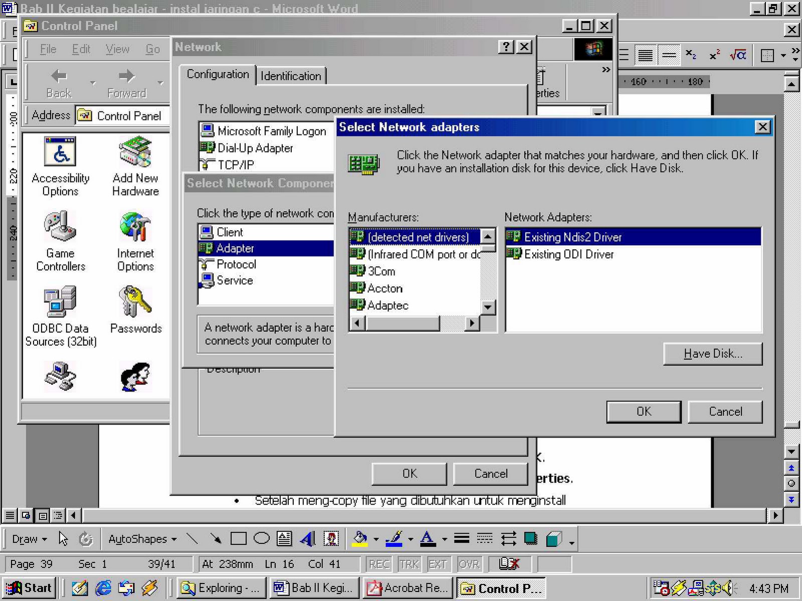 Instalasi, konfigurasi, dan pengujian LAN (software) pada sistem ...