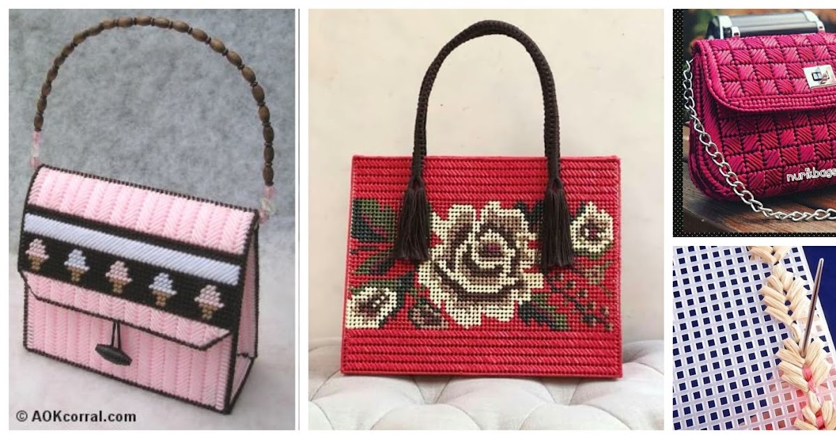 Aprender a bordar con rafia y haz lindos bolsos en plastic canvas ...