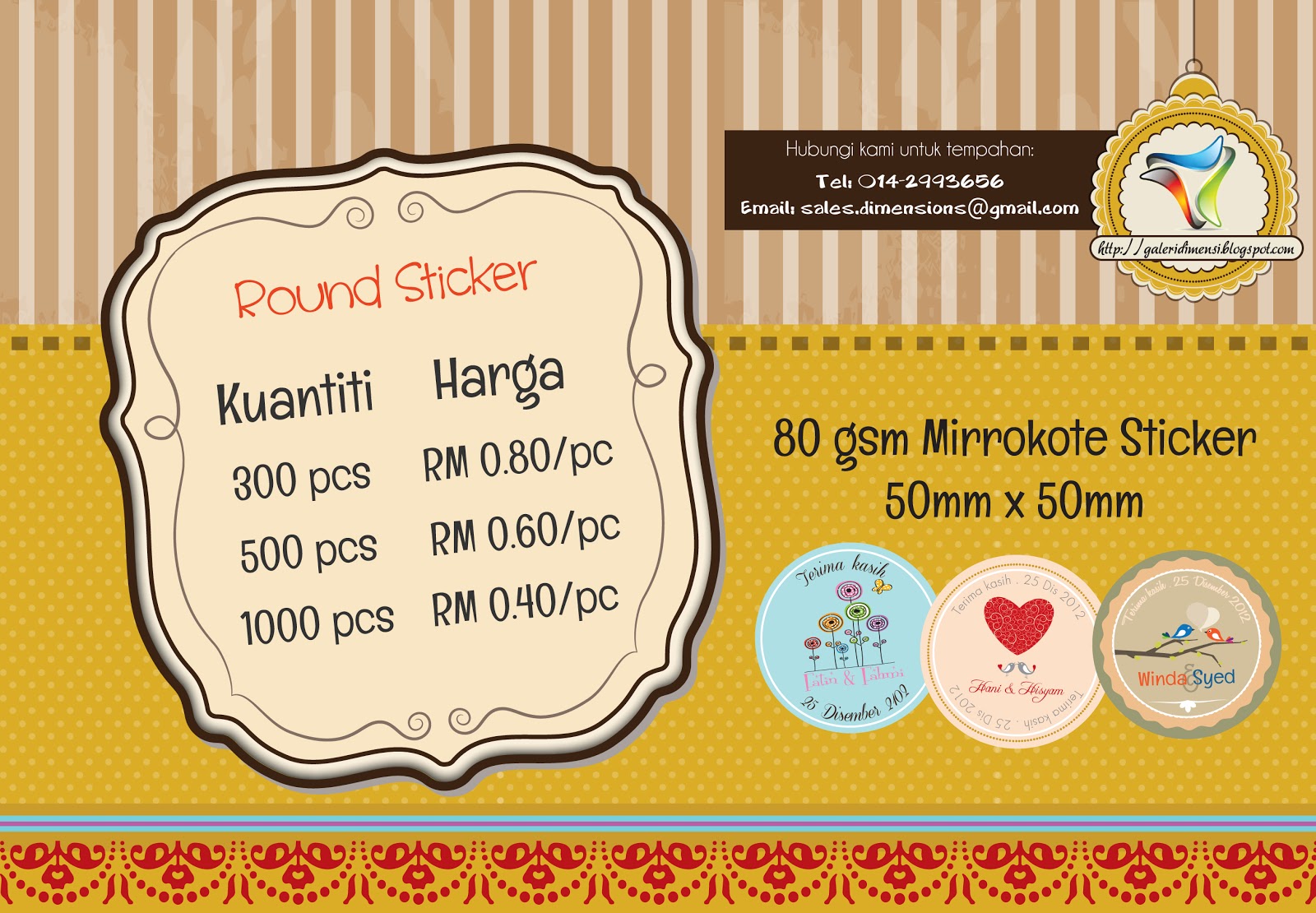 MULTI DIMENSIONS RESOURCES: Round Sticker : Price List