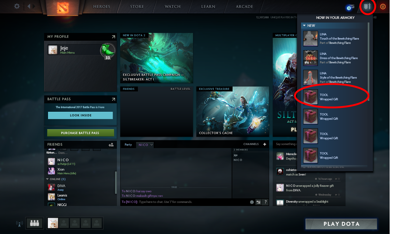 Cara Unwrap Gift atau Menerima Gift di DOTA 2