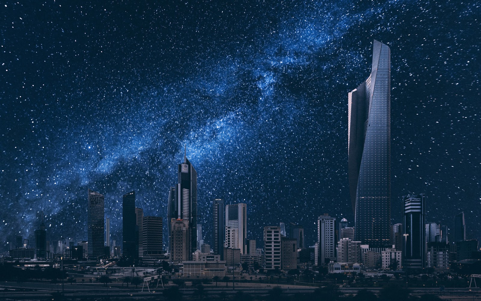 World Wildness Web: Night Skyline Wallpaper