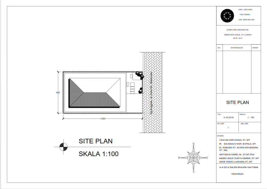 SITE PLAN DAN LAYOUT PLAN TUGAS ~ Agung Dalem