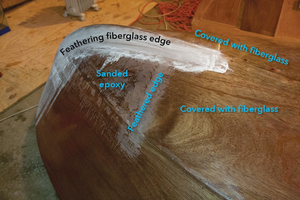 Michael's Boatbuilding Blog: The Utility: Fiberglassing continues.