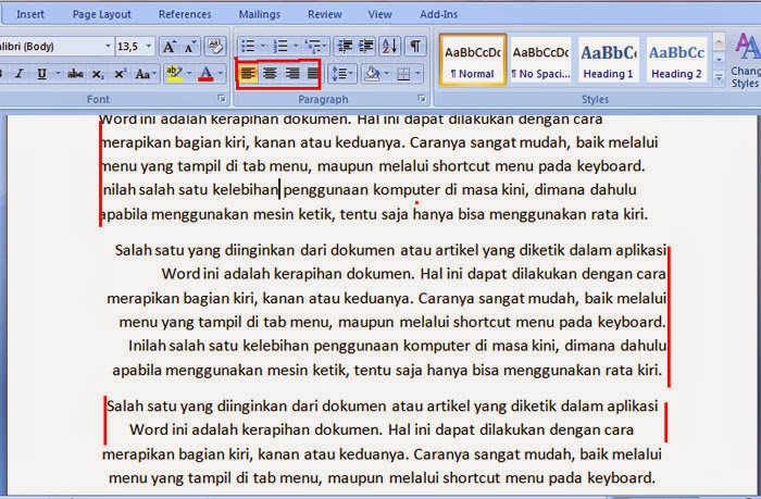 Merapikan Dokumen: Rata Kanan, Kiri atau Tengah - Belajar Microsoft Word