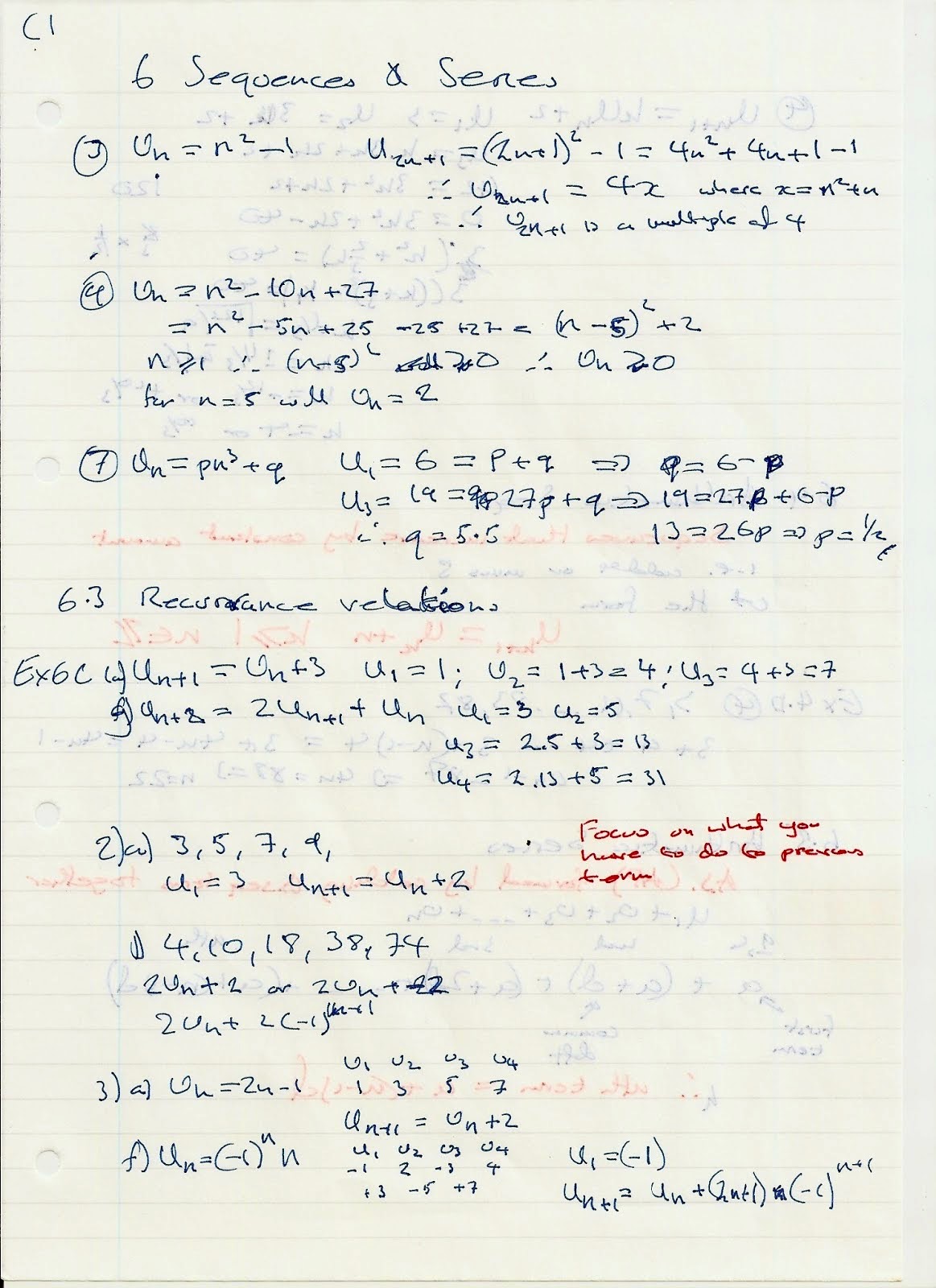 A Level Maths Notes: EDEXCEL C1 6. Sequences and Series