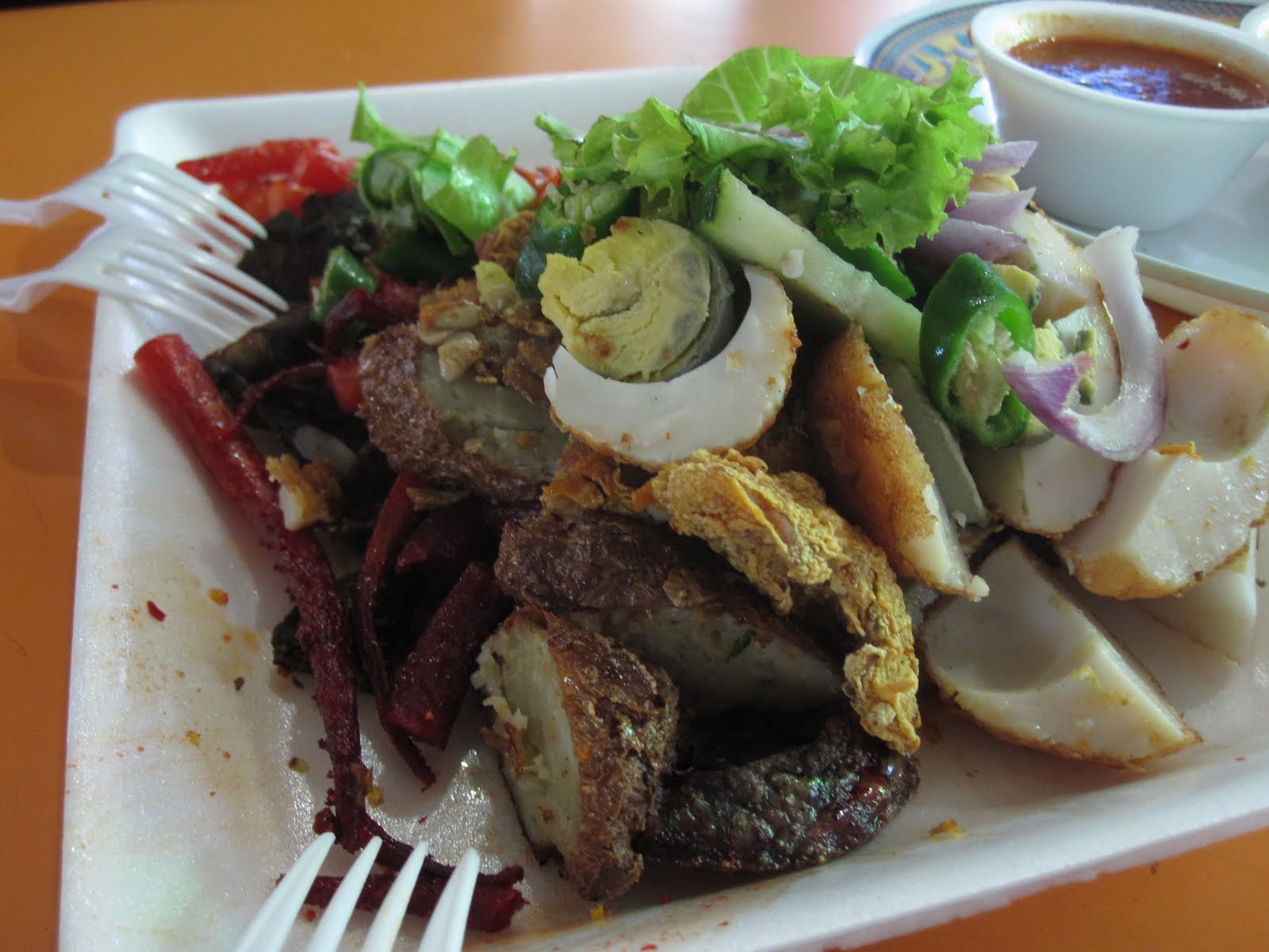 Small Potatoes Make The Steak Look Bigger: Indian rojak with paru goreng