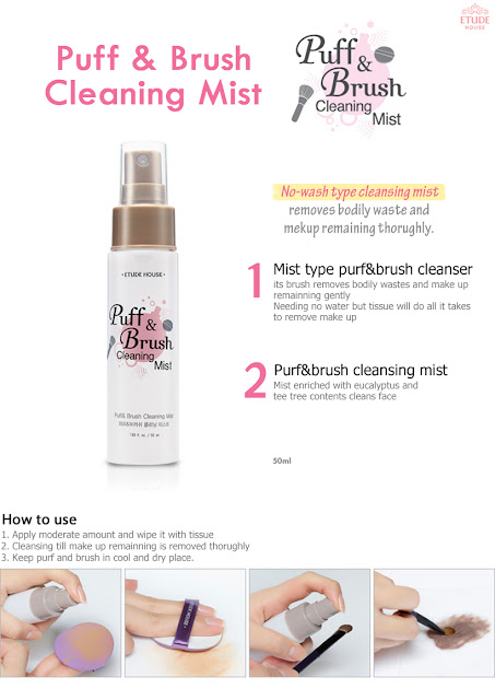 [Etude House] Puff & Brush Cleaning Mist | Korean Beauty Dream