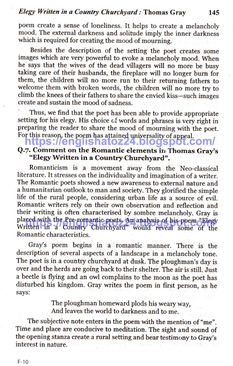 Board Questions with Answers (Elegy written in a country churchyard ...