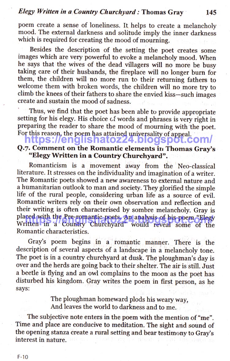 Board Questions with Answers (Elegy written in a country churchyard ...