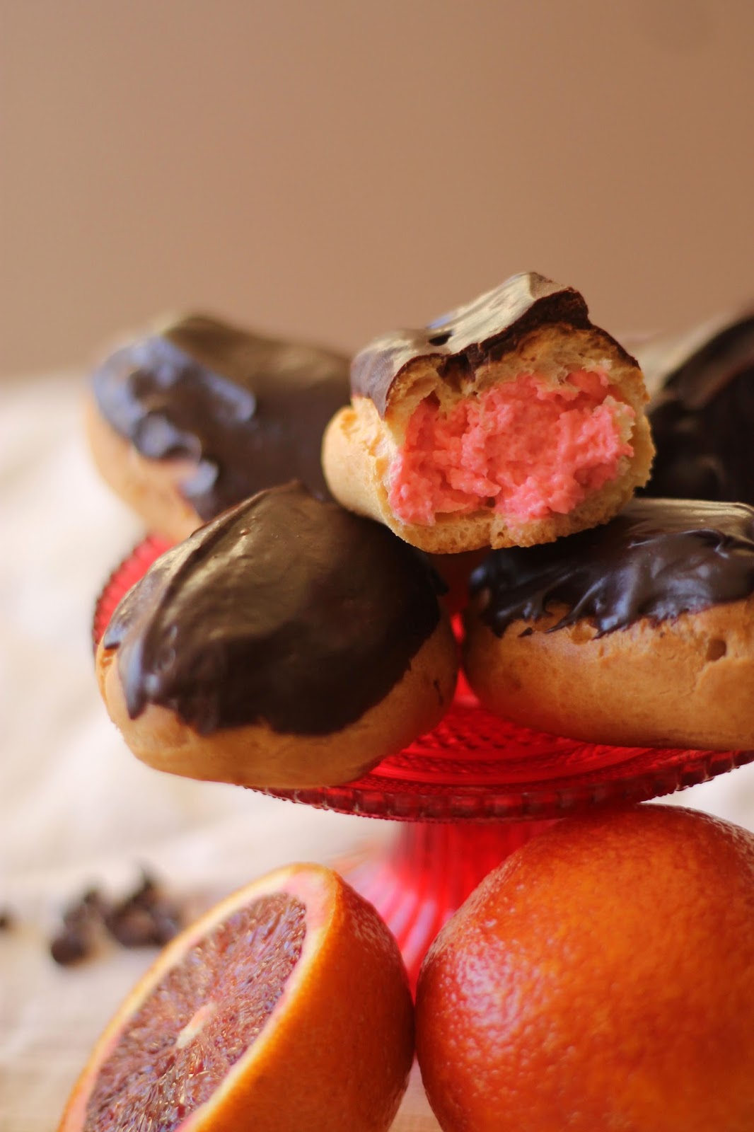 Blood Orange Dark Chocolate Eclairs