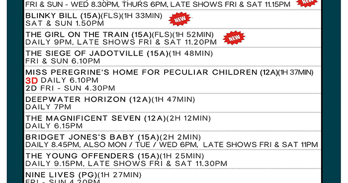 Carrick Cineplex: Update 7th-13th October