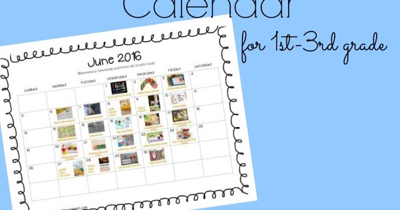 Printable Learning Activities Calendar | School Time Snippets