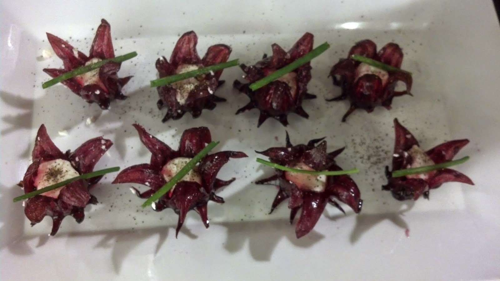 TFM Wine Lady : Recipes: Hibiscus Flower with Chevre, Chive and Black ...