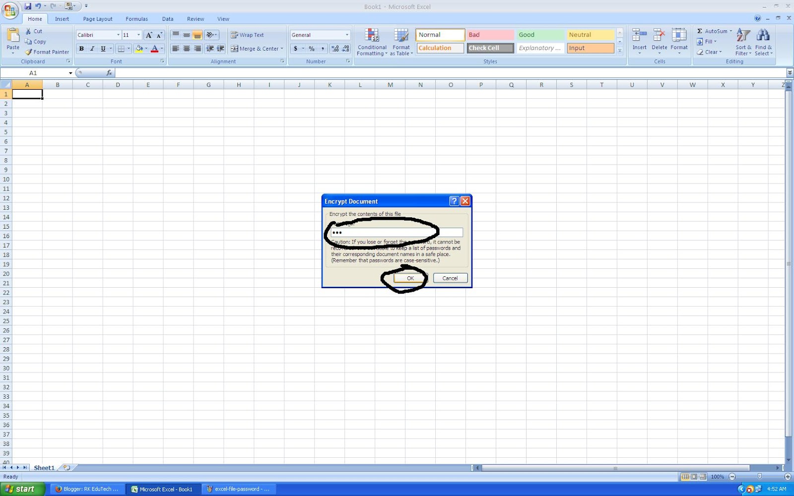 RK EduTech: how to Set EXCEL FILE PASSWORD